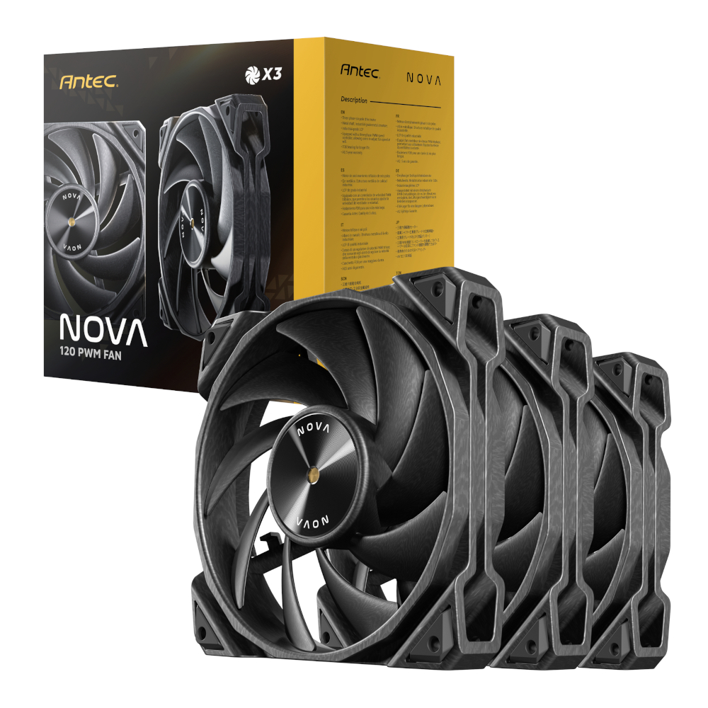 Antec NOVA 120 PWM Fan 3 Pack with Speed Controller - Black - Syntech