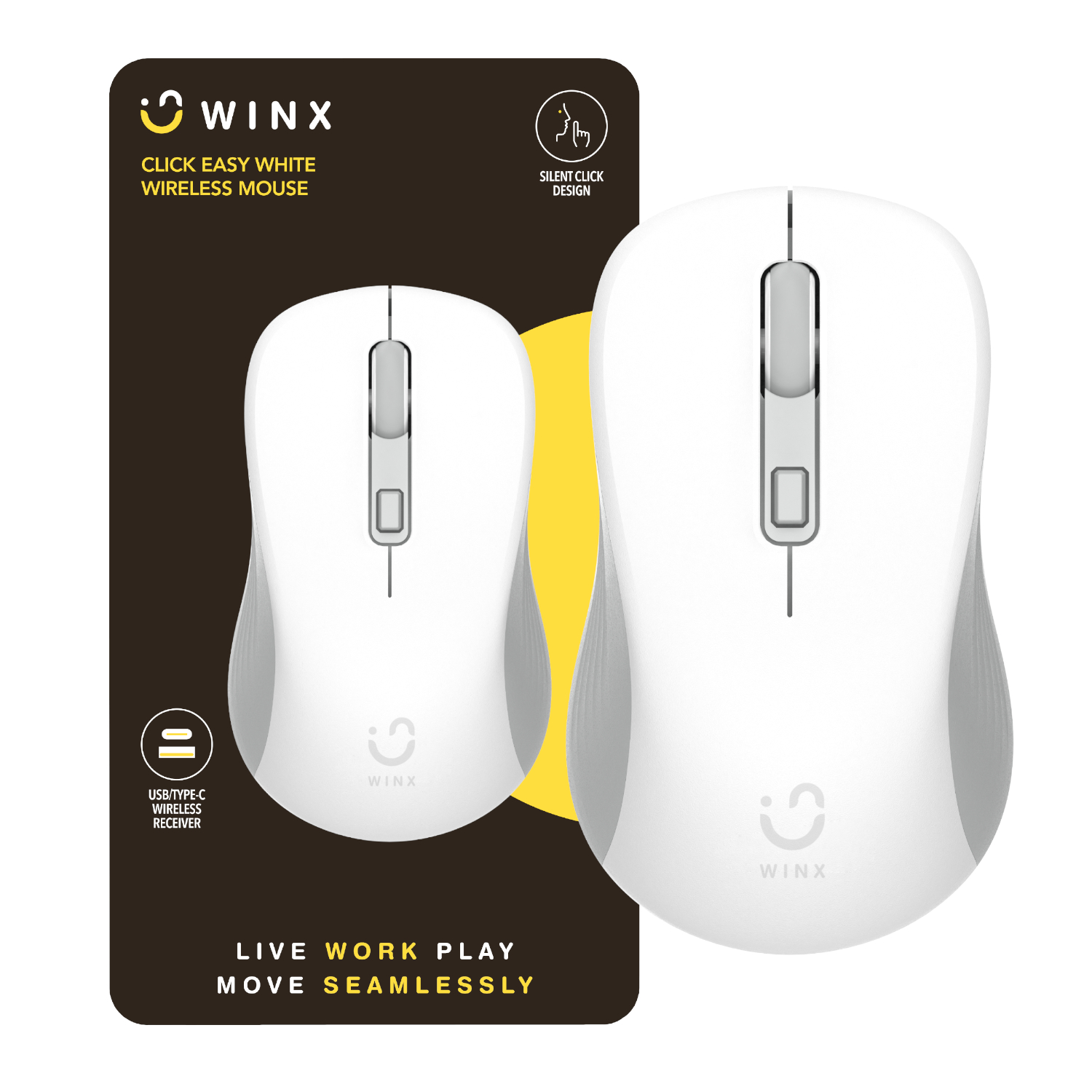 WINX CLICK Easy 1600DPI 2.4GHz Wireless Mouse – White – Syntech