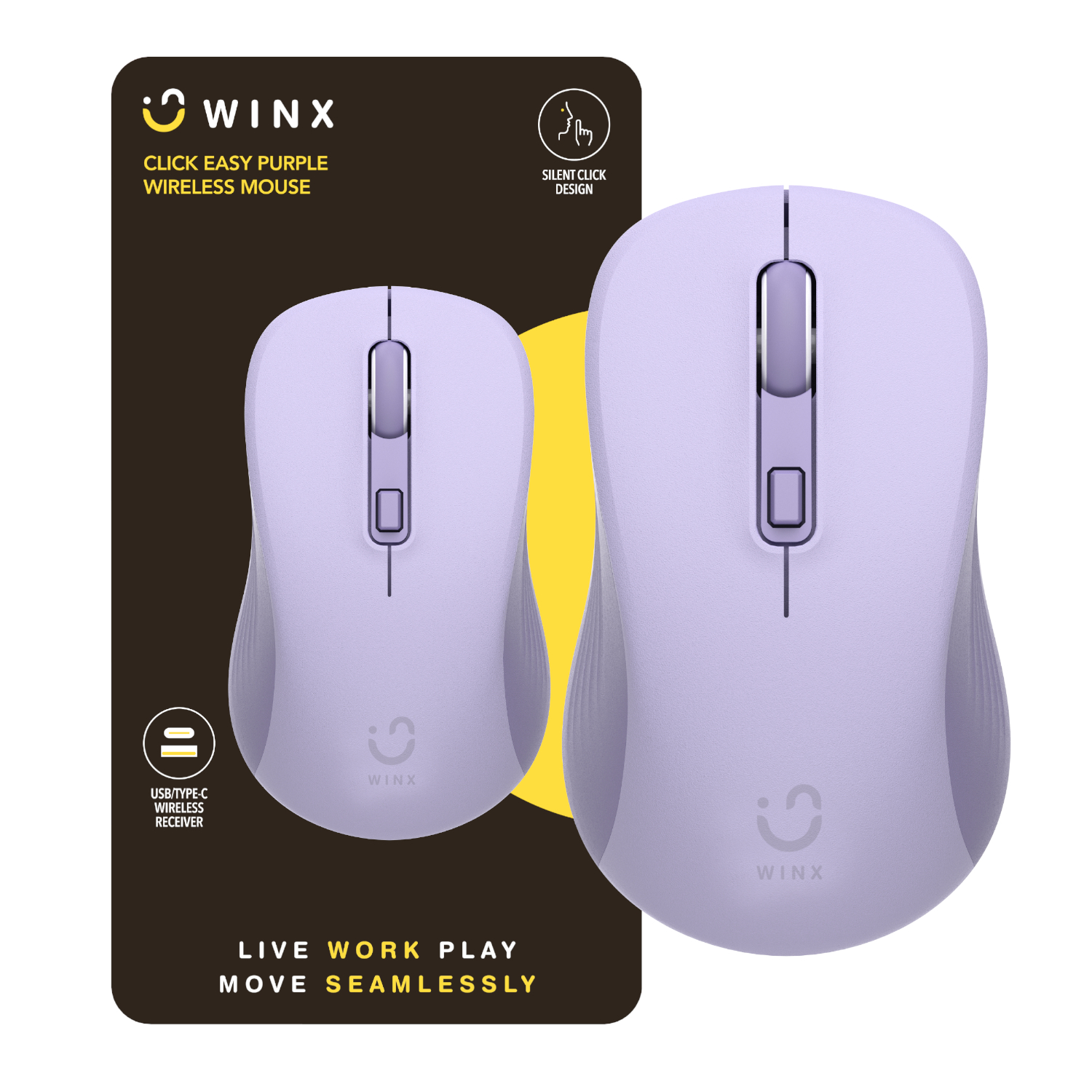 WINX CLICK Easy 1600DPI 2.4GHz Wireless Mouse – Purple – Syntech