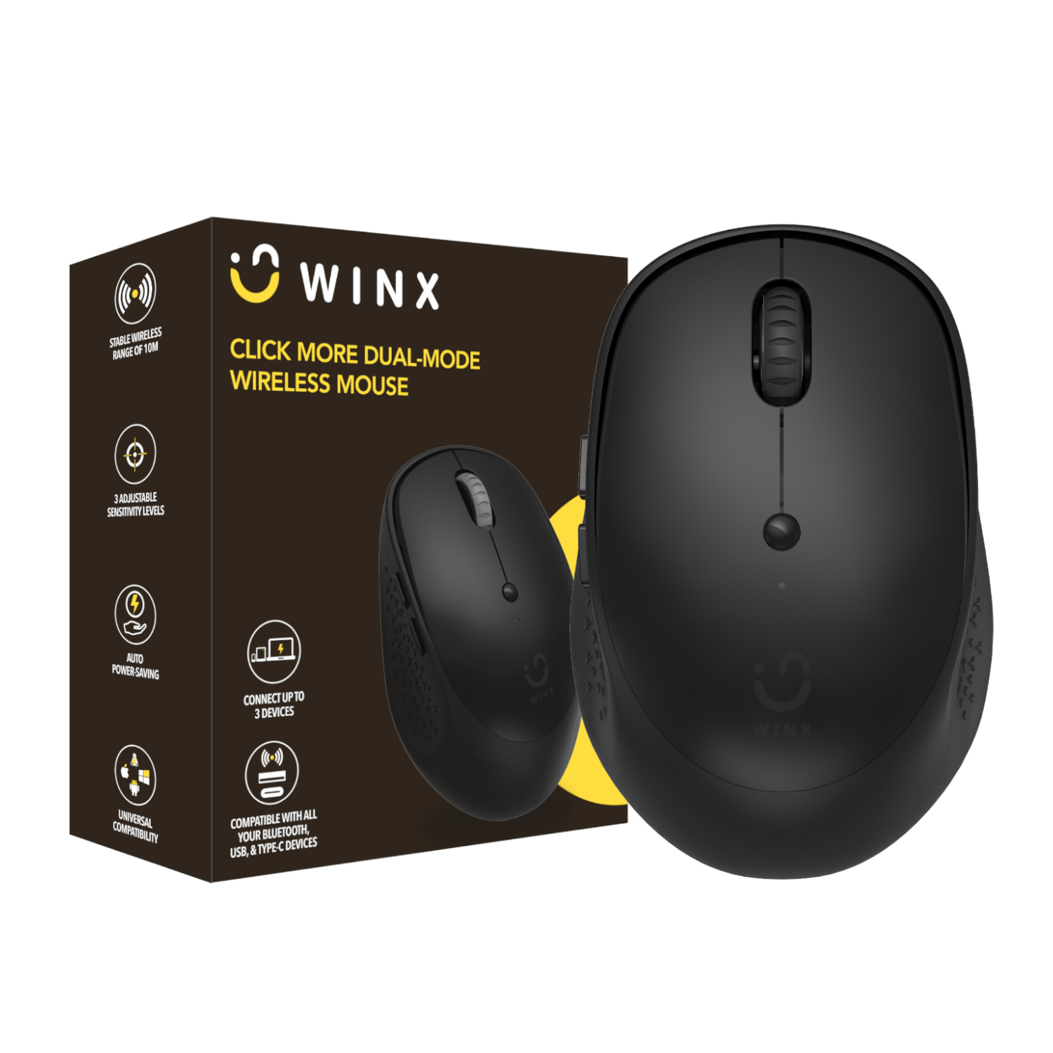 WINX CLICK More Dual-Mode Wireless Mouse – Black – Syntech