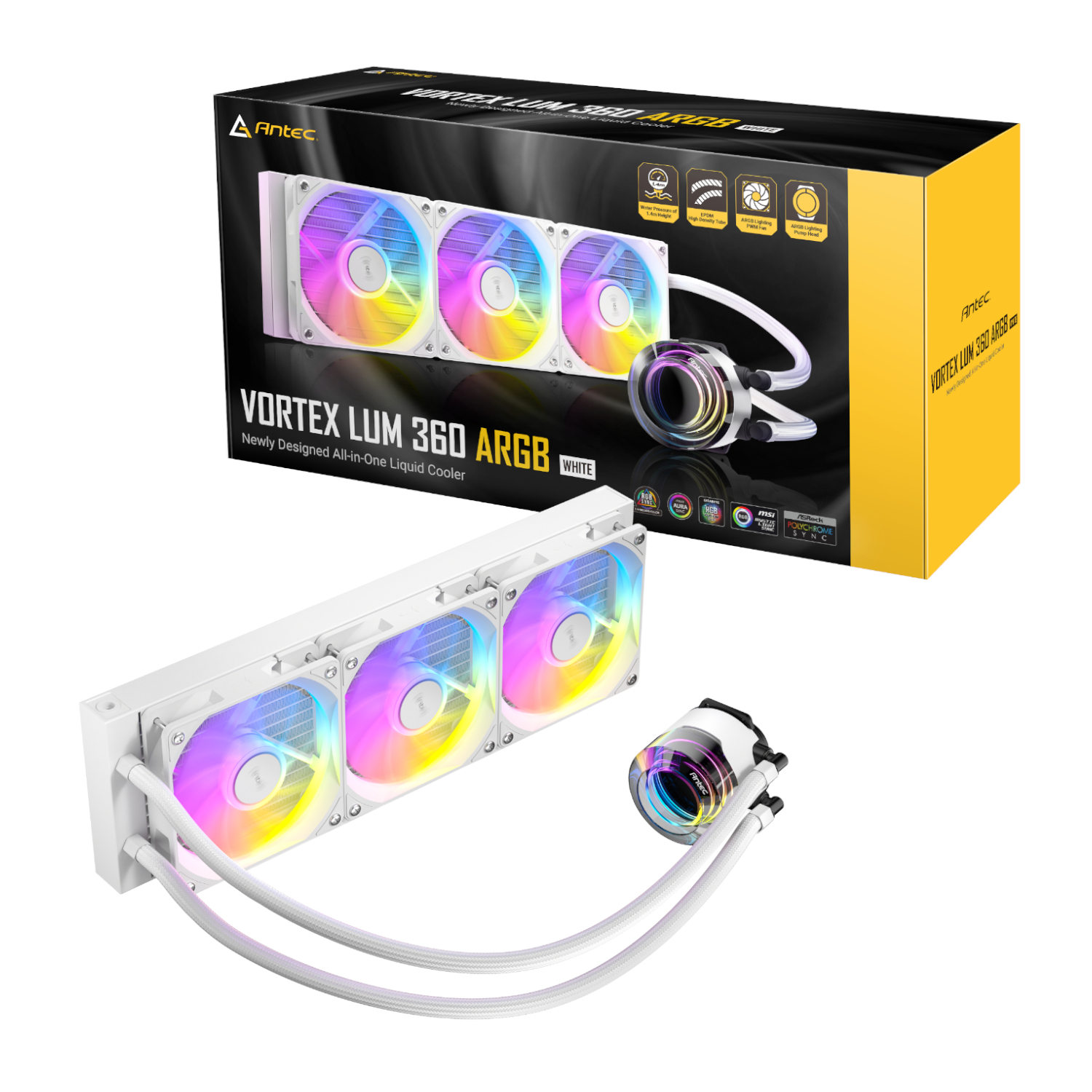 Antec VORTEX LUM 360 ARGB AIO CPU Liquid Cooler – White – Syntech