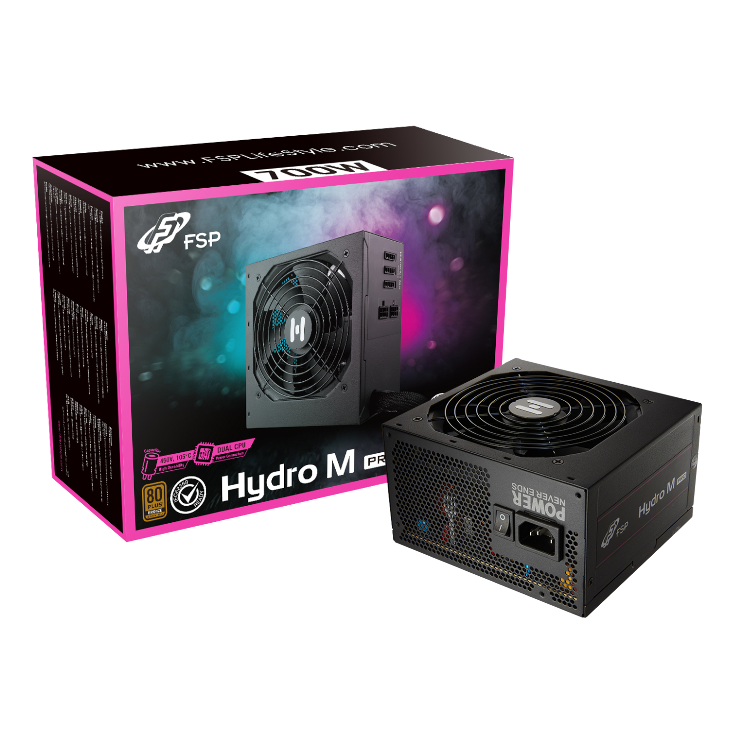 FSP Hydro M Pro 700W 80PLUS Bronze Gen5 Semi-modular Power Supply - Syntech